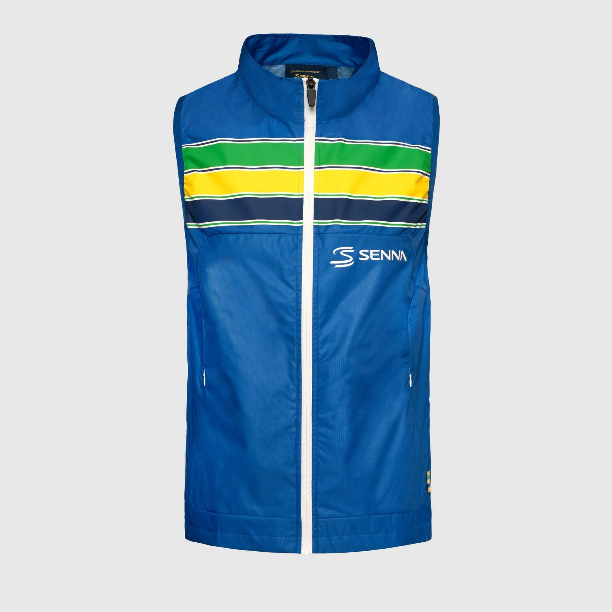 Ayrton Senna F1 Stripe Windbreaker Vest - White/Blue - Walmart.com
