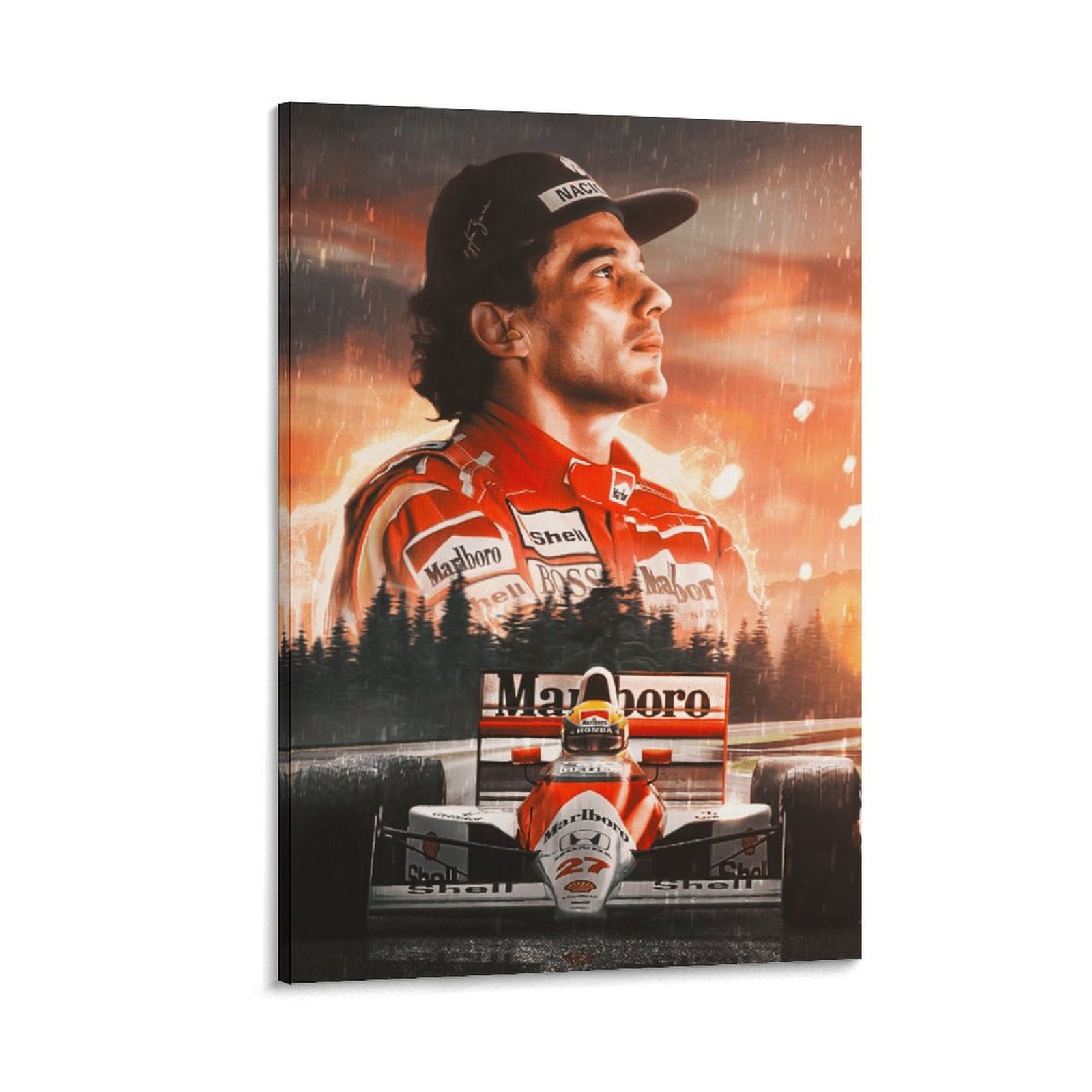 Ayrton Senna Hot Poster Brazilian Racing Driver Canvas Poster Wall Art ...