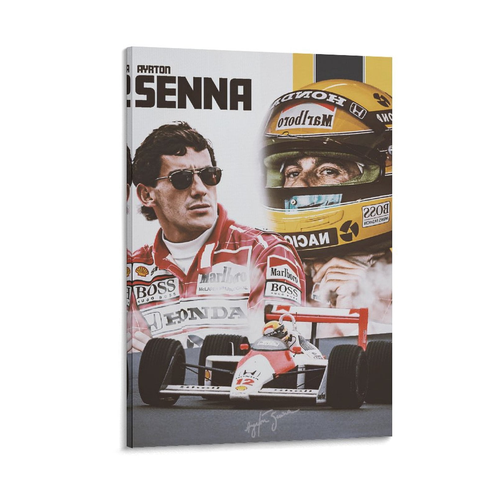 Ayrton-Senna Poster Brazilian Racing Driver Poster Canvas Wall Art ...