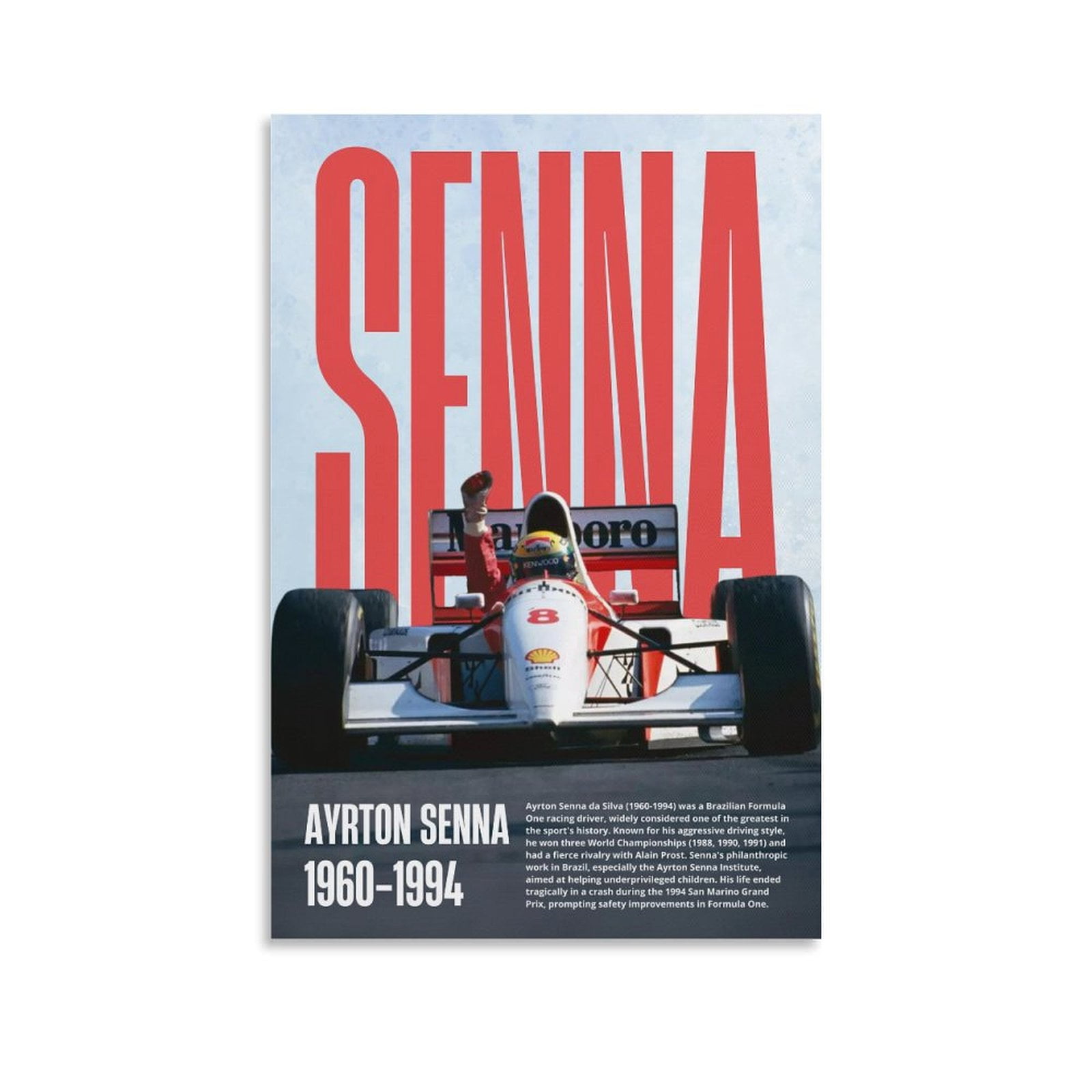 Ayrton-Senna Poster Racing Print Photo Art Painting Canvas Poster Home ...