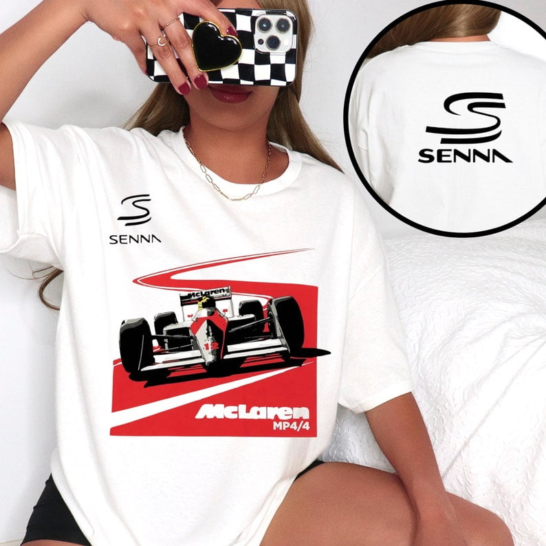 Ayrton Senna Vintage Mclaren F1 Racing T-Shirt, Senna Logo Unisex T-Shirt In White - Walmart.com