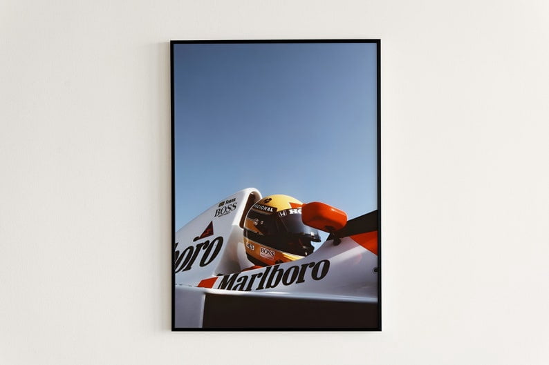 Ayrton Senna Vintage Racing Helmet Marlboro Livery Poster 24x36 ...