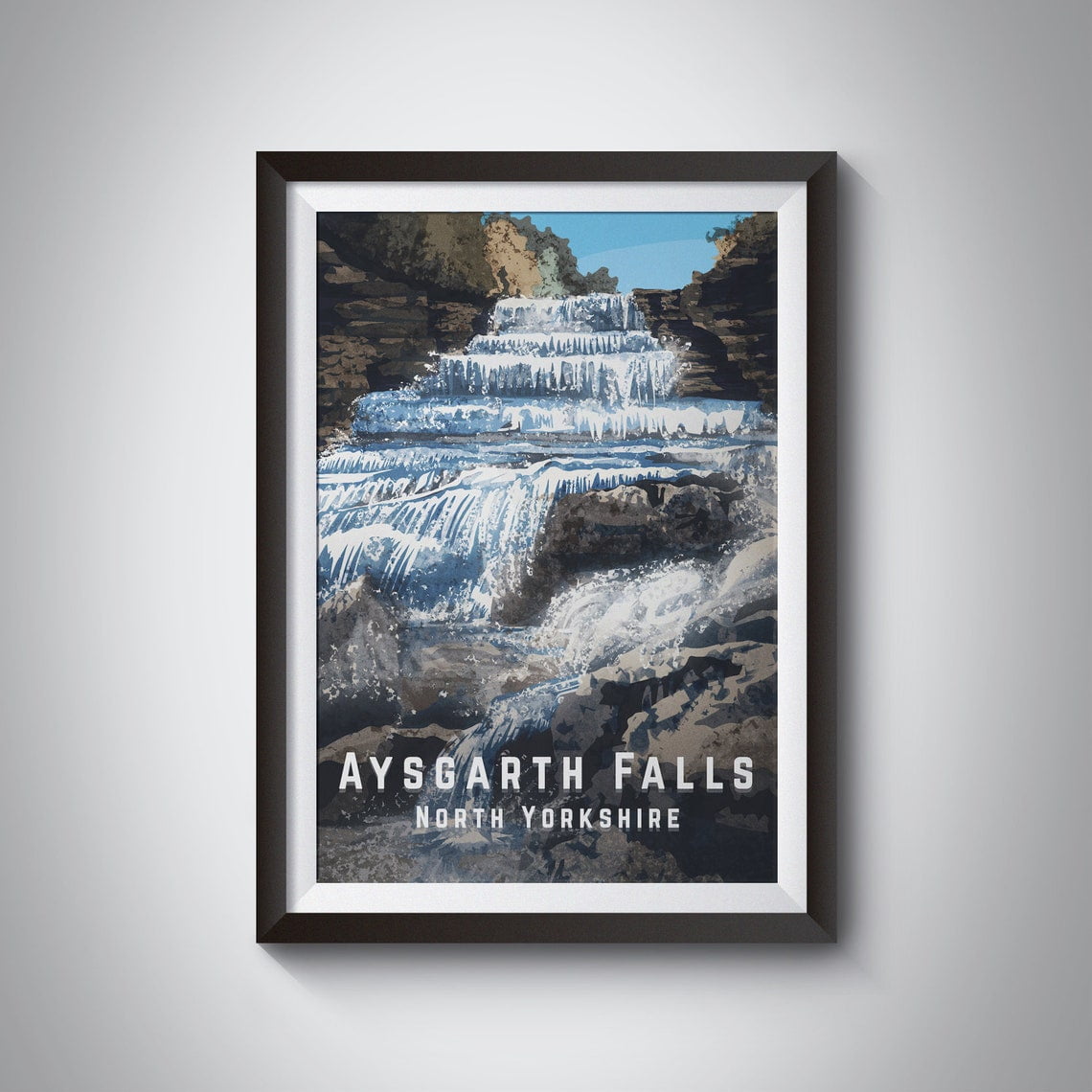 Aysgarth Falls Waterfall Poster, North Yorkshire Travel Print ...