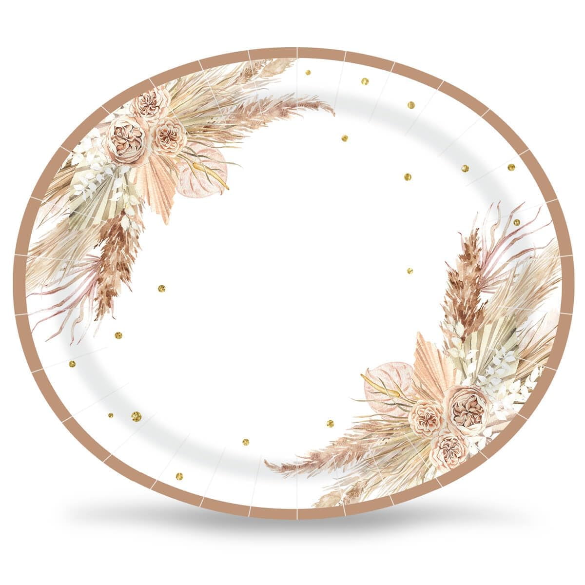 Aysimple 50PCS Boho Party RRF12 Oval Paper Plates Large 10'' x 12 ...