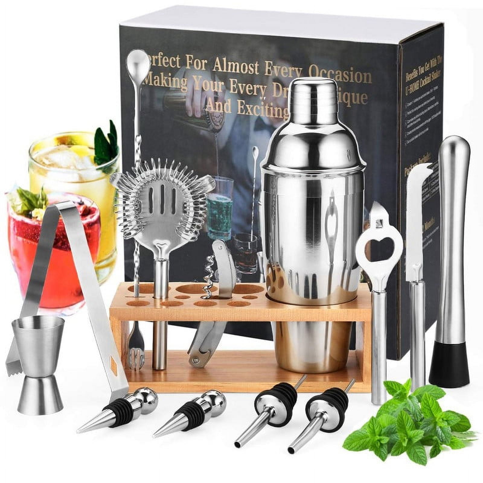 Ayternipy Cocktail Shaker Set with Stand, Mixology Bartender Kit, Bar ...