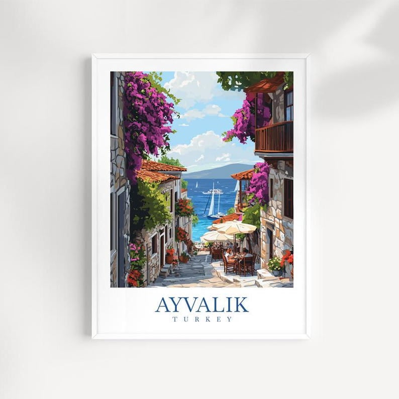 Ayvalik Turkey Travel Print - Aegean Artwork, Ayvalik City Street ...