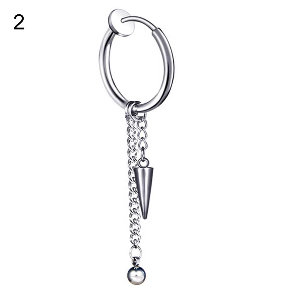 Ayyufe Pack Of 1 Men Long Chain Ear Piercing Loop Clip Hoop Earring ...