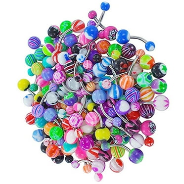 Colorful Belly Button Rings 14G Surgical Steel Body Jewelry 5pc ...