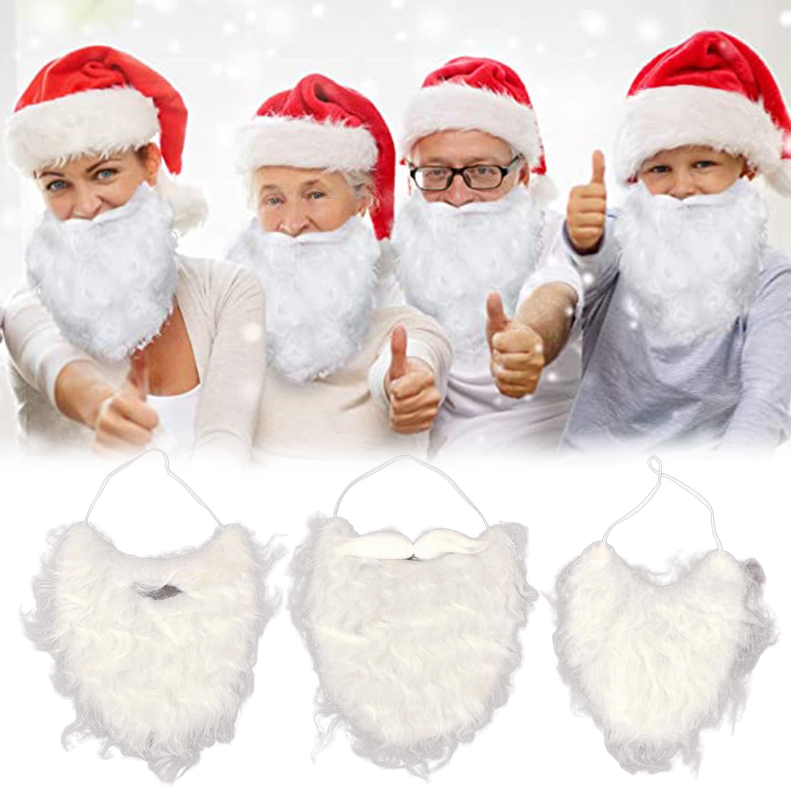 Ayyufe Santa Claus Beard Realistic Curly Fluffy Soft Elastic Band ...