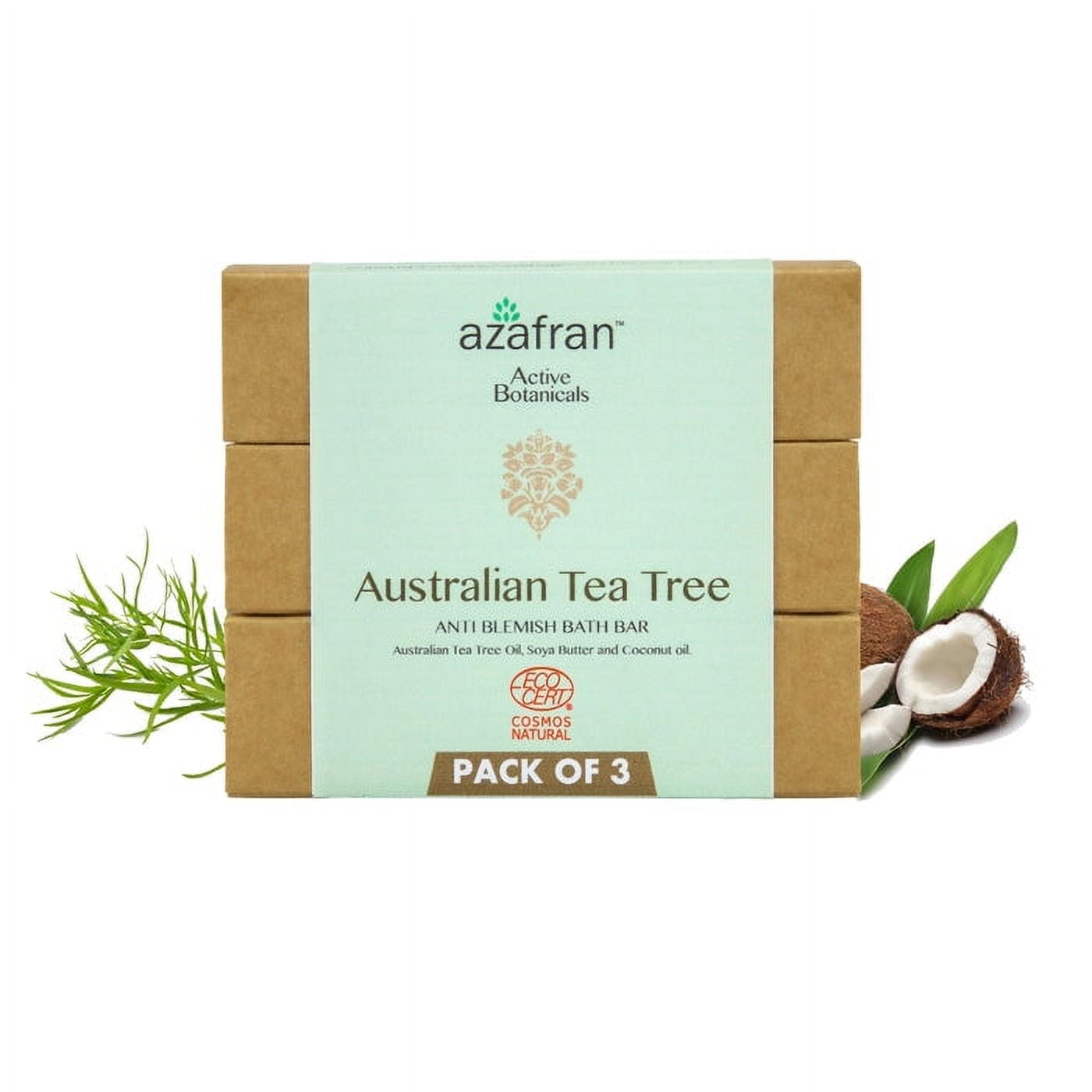 Azafran Australian Tea Tree Body Bath Soap Bar, 3.53oz, With Organic ...