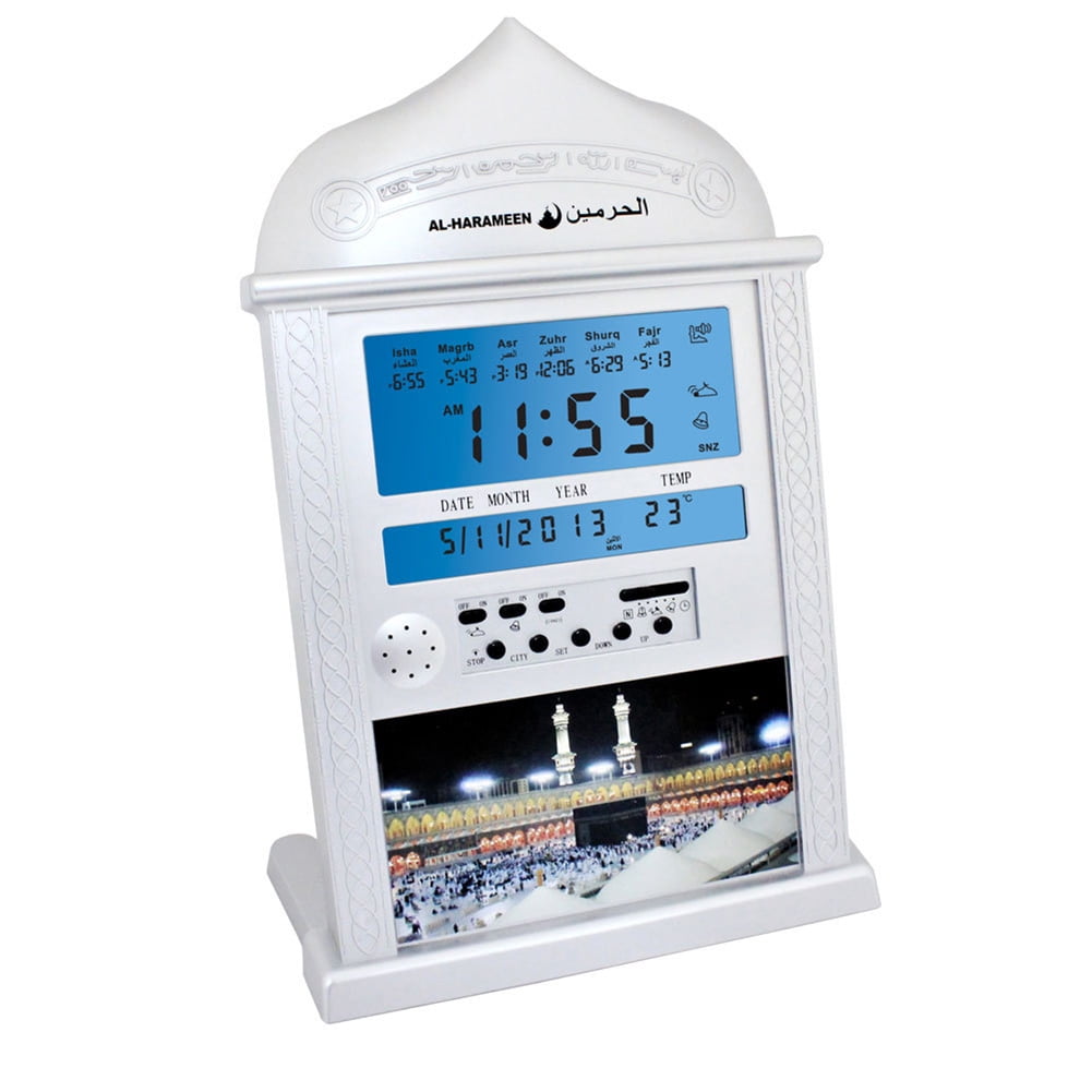 Azan Calendar Muslim Prayer Wall Clock Alarm with LCD Display, Muslim ...