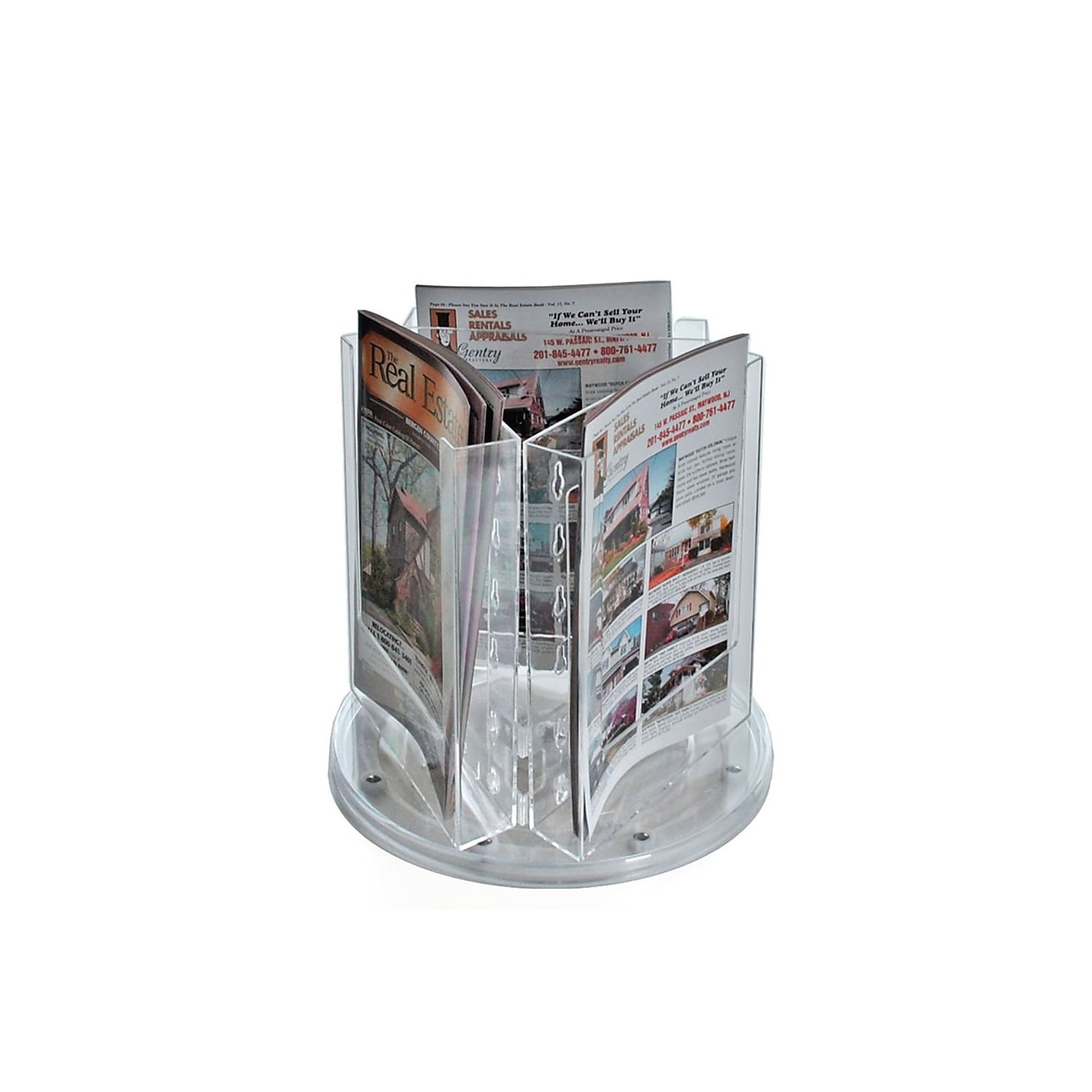 Azar 8 3/8" x 6" Bi-Fold 3-Pocket Revolving Modular Crystal Styrene ...