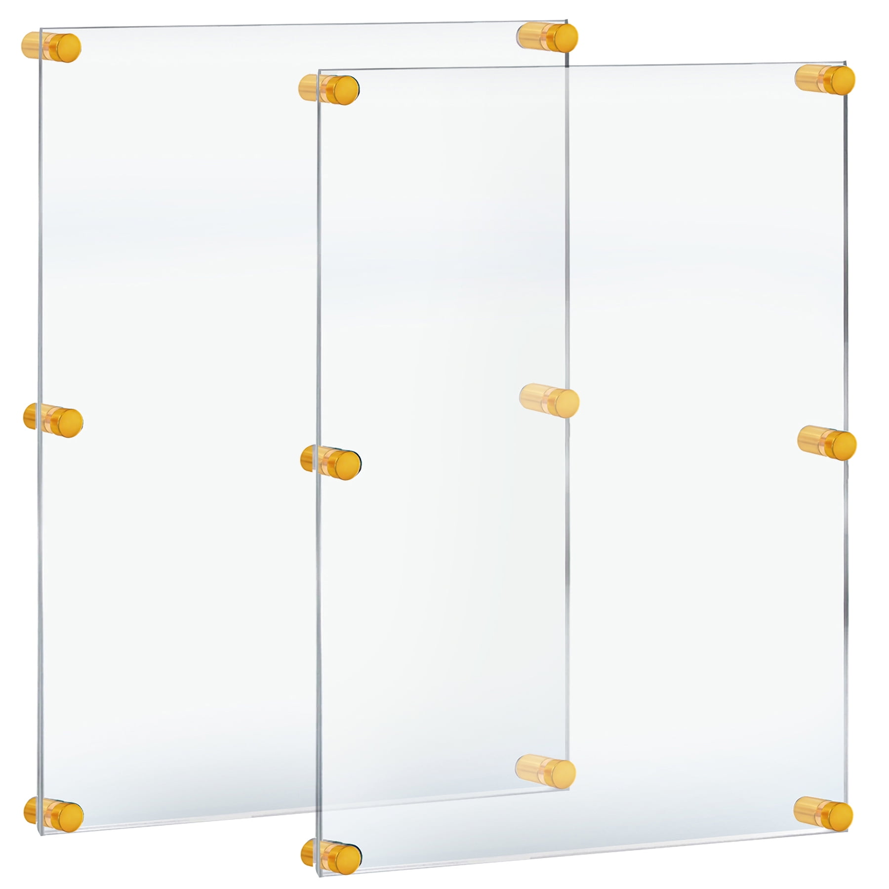 Azar Displays 105536-GLD-2PK Floating Acrylic Wall Frame, Clear Hanging ...