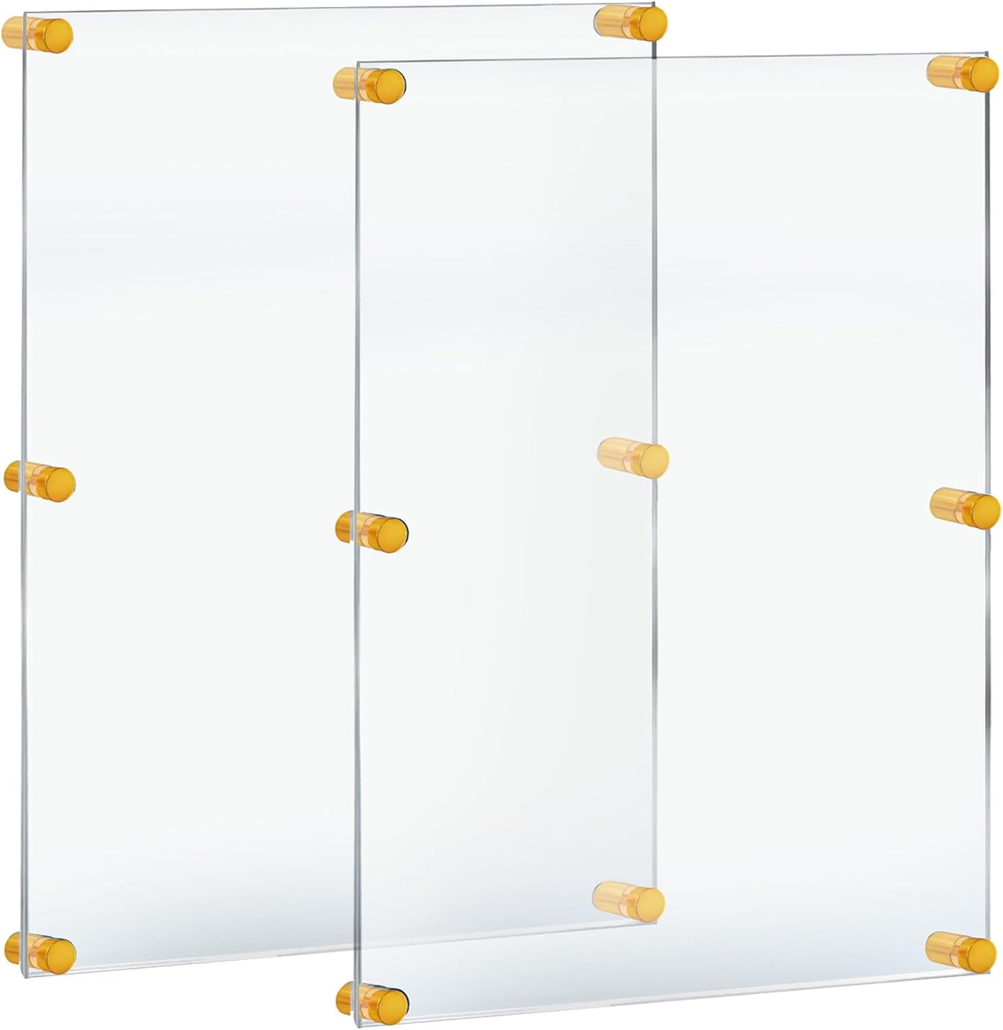 Azar Displays 105536-GLD-2PK Floating Acrylic Wall Frame with Gold Hardware Stand Off , Clear ...