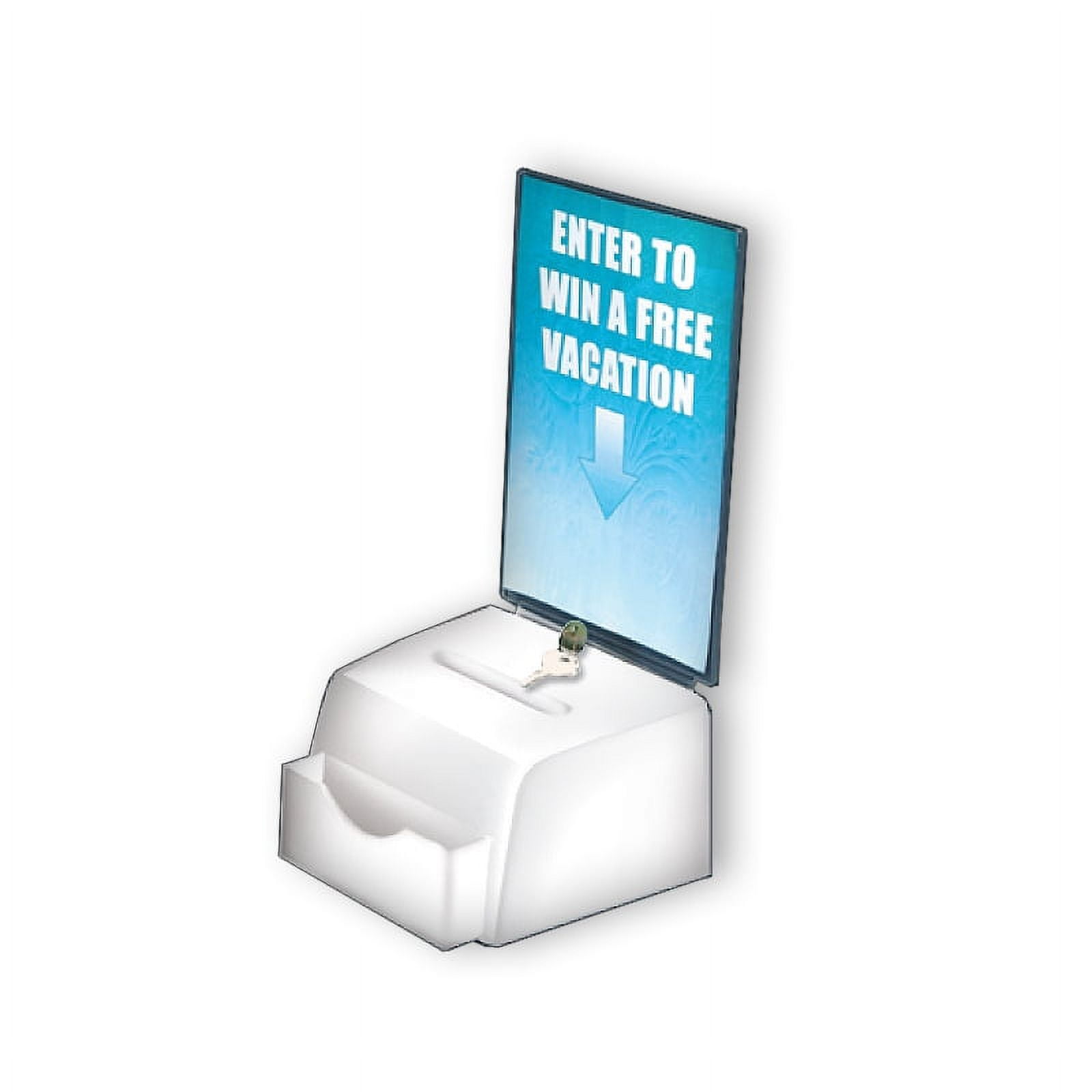 Azar Displays 206776 White Small Molded Lottery Box with Pocket, Lock ...