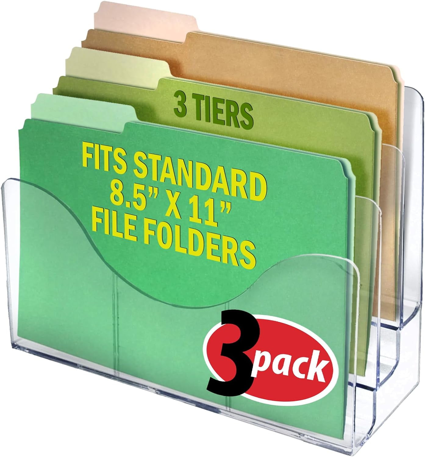 Azar Displays 250099-3PK Three Tier File and Brochure Desktop Wall ...