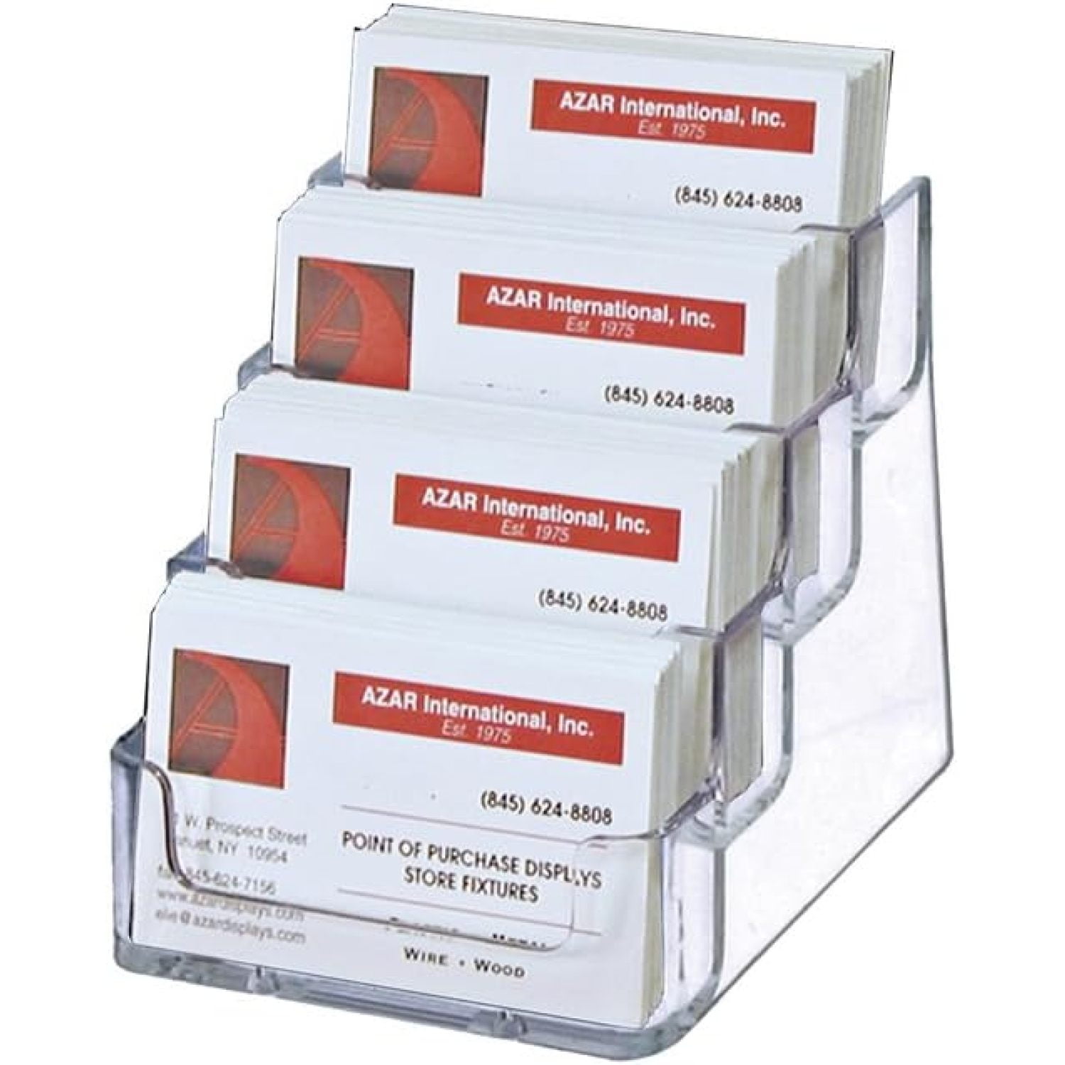 Azar Displays 252004 4 Tier Pocket Business Card Holder, Durable Clear ...