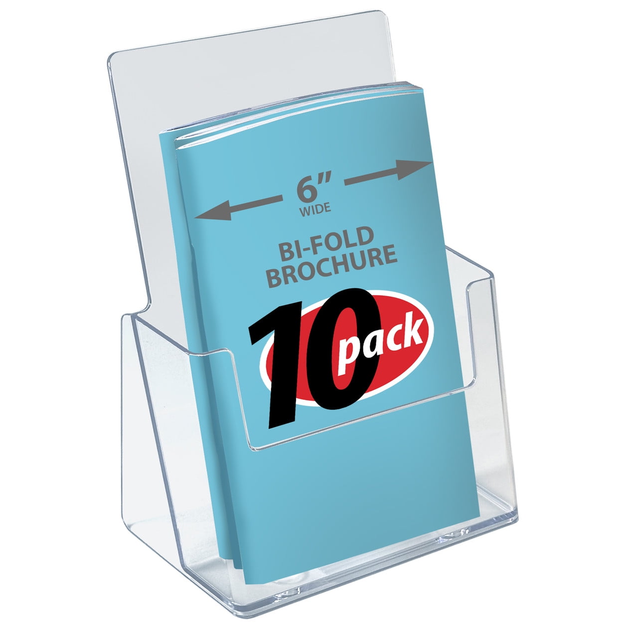 Clear Acrylic 6” x 9” Countertop Bifold Brochure Holder, 10-Pack ...