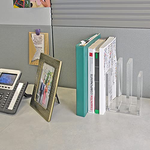 Azar Displays 255035 Clear Acrylic Bookend and Desk File Sorter, File ...