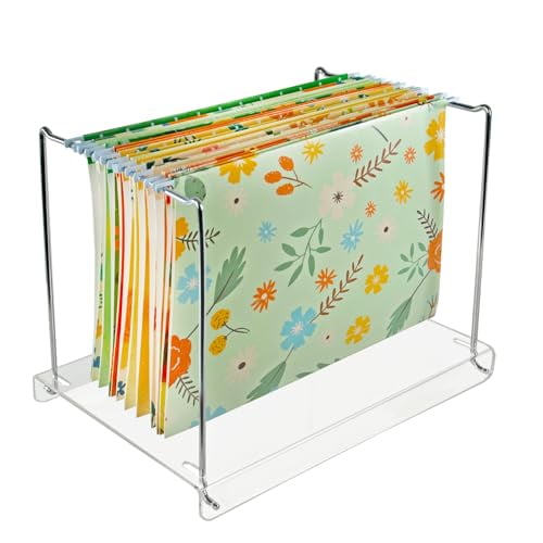 Azar Displays 300359 Acrylic Desktop File Hanging Organizer with Metal ...