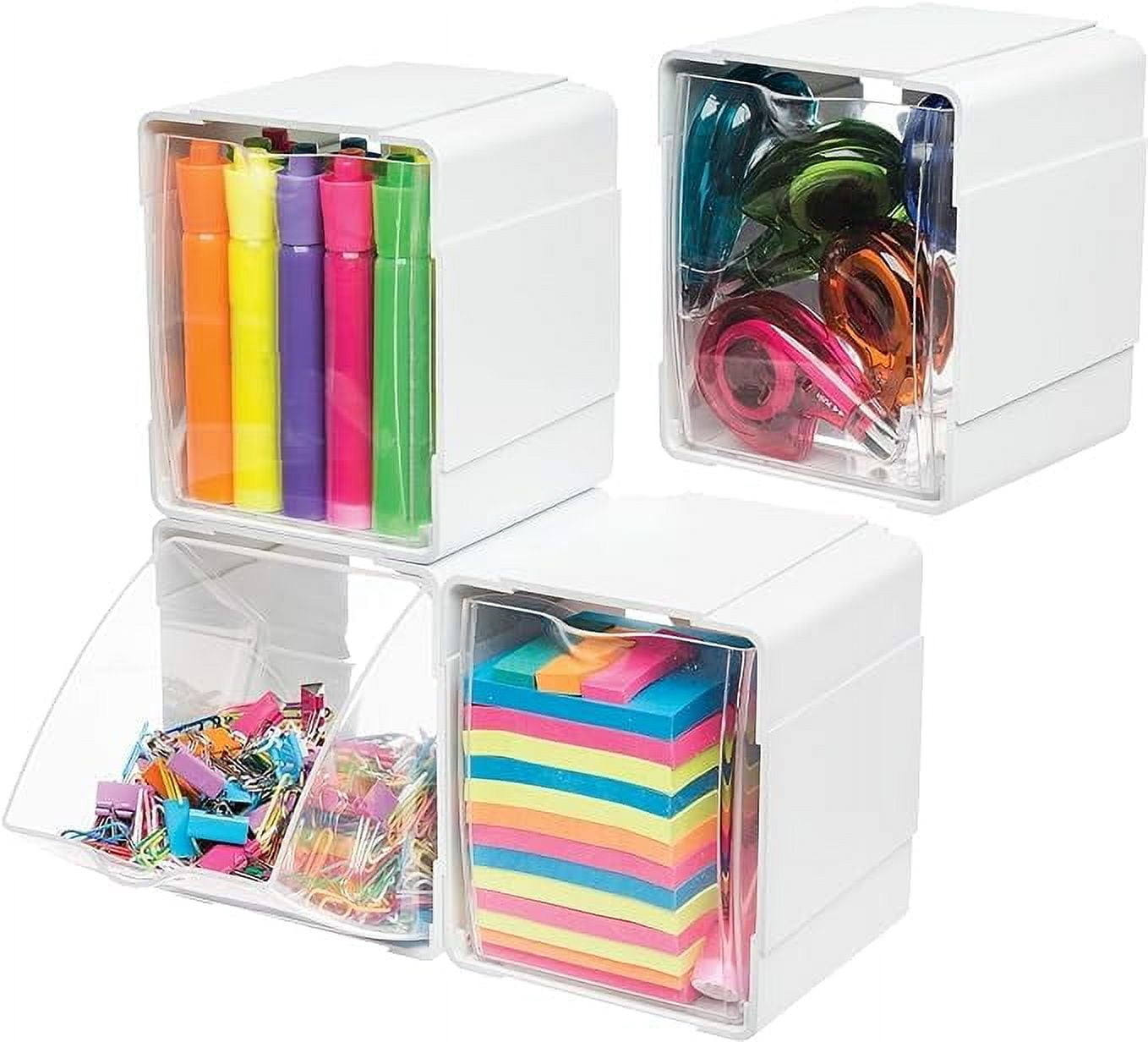 Azar Displays 300360-8PK Stackable Tilt Bin Counter Organizers, White ...
