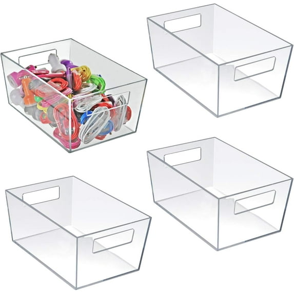 Azar Displays 556235 Medium Clear Plastic Organizer Storage Tote Bin ...