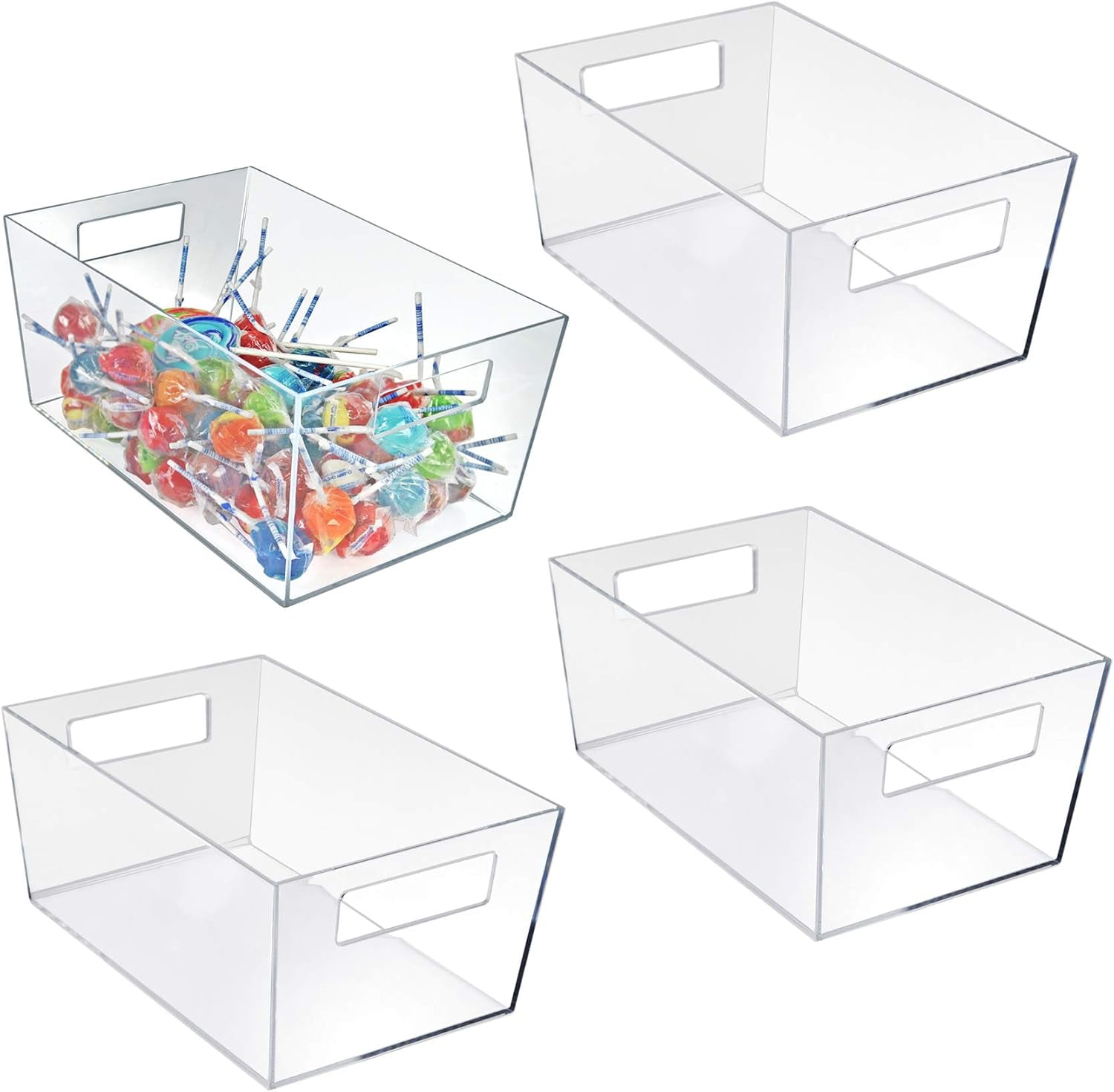 Azar Displays 556239 XL Clear Plastic Organizer Storage Tote Bin with ...