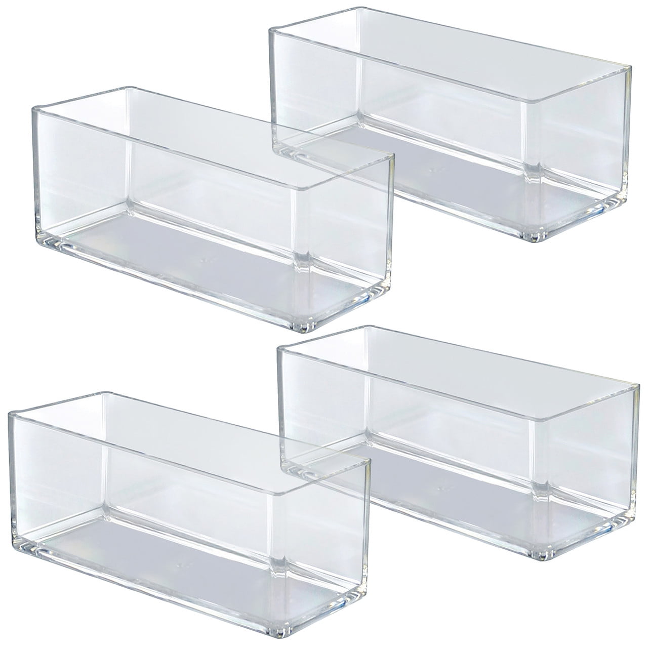 10" wide x 4" high Deluxe Clear Acrylic Rectangle Bin for Counter, 4 ...