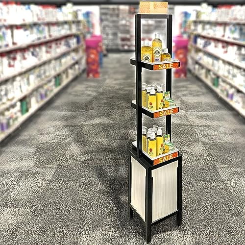 Azar Displays, 655000, Retail Display Tower with 3 Tiers, Tall Cosmetic ...