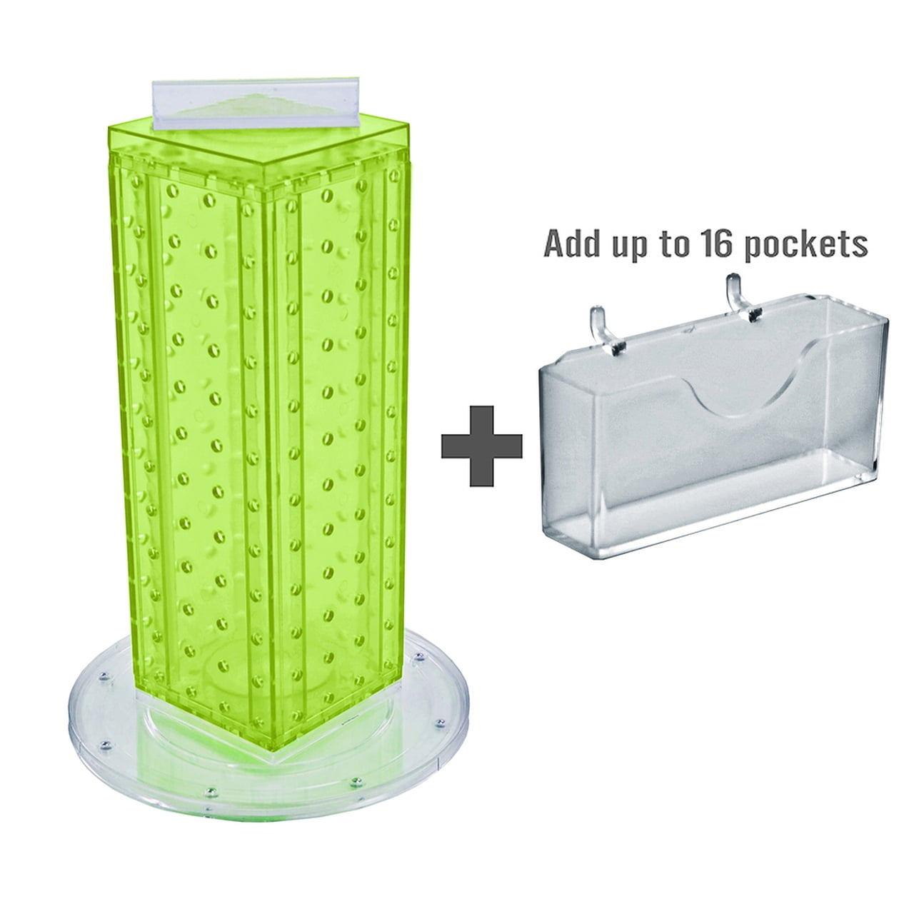 Azar Displays 700229-GRE Green Four-Sided, 16 Pocket, Revolving ...