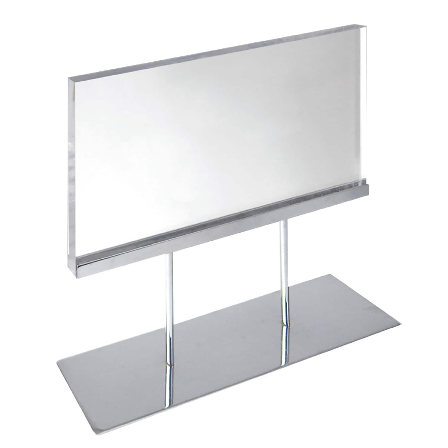 Azar Medium Acrylic Block Sign Holder On Chrome Stand For Counter ...