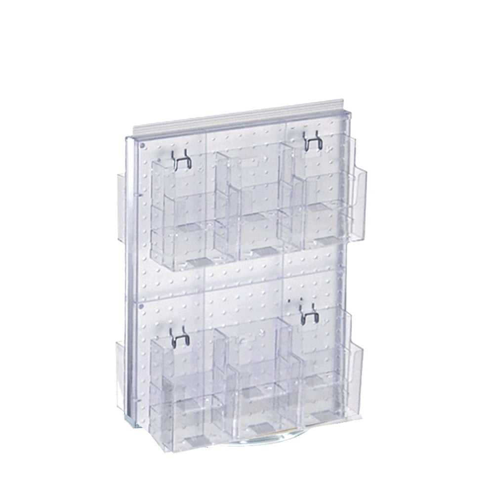 Double-Sided Revolving Pegboard Counter Display with Brochure Pockets ...