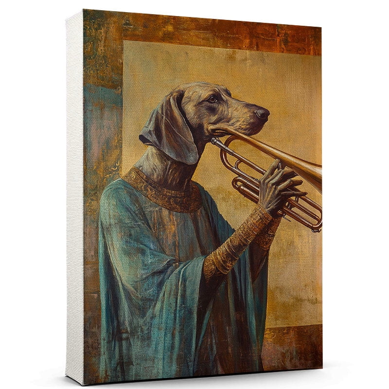 Azawakh Cute Dog Trumpet Stretched Canvas Size 8x12 – Retro Azawakh Dog ...