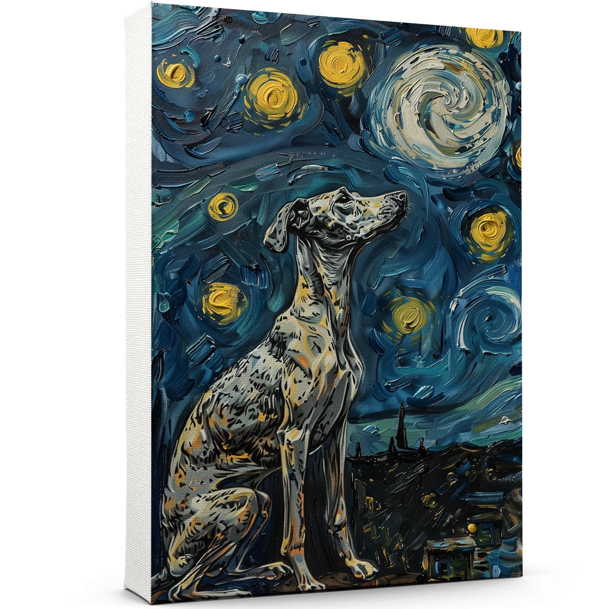 Azawakh Dog Starry Night Canvas Wall Art Prints, Dog Art Canvas ...