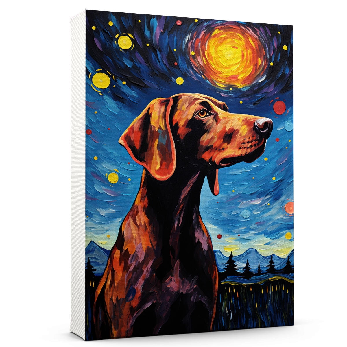 Azawakh Gift Starry Night Dog Canvas Wall Art Famous Oil Paintings Dog ...