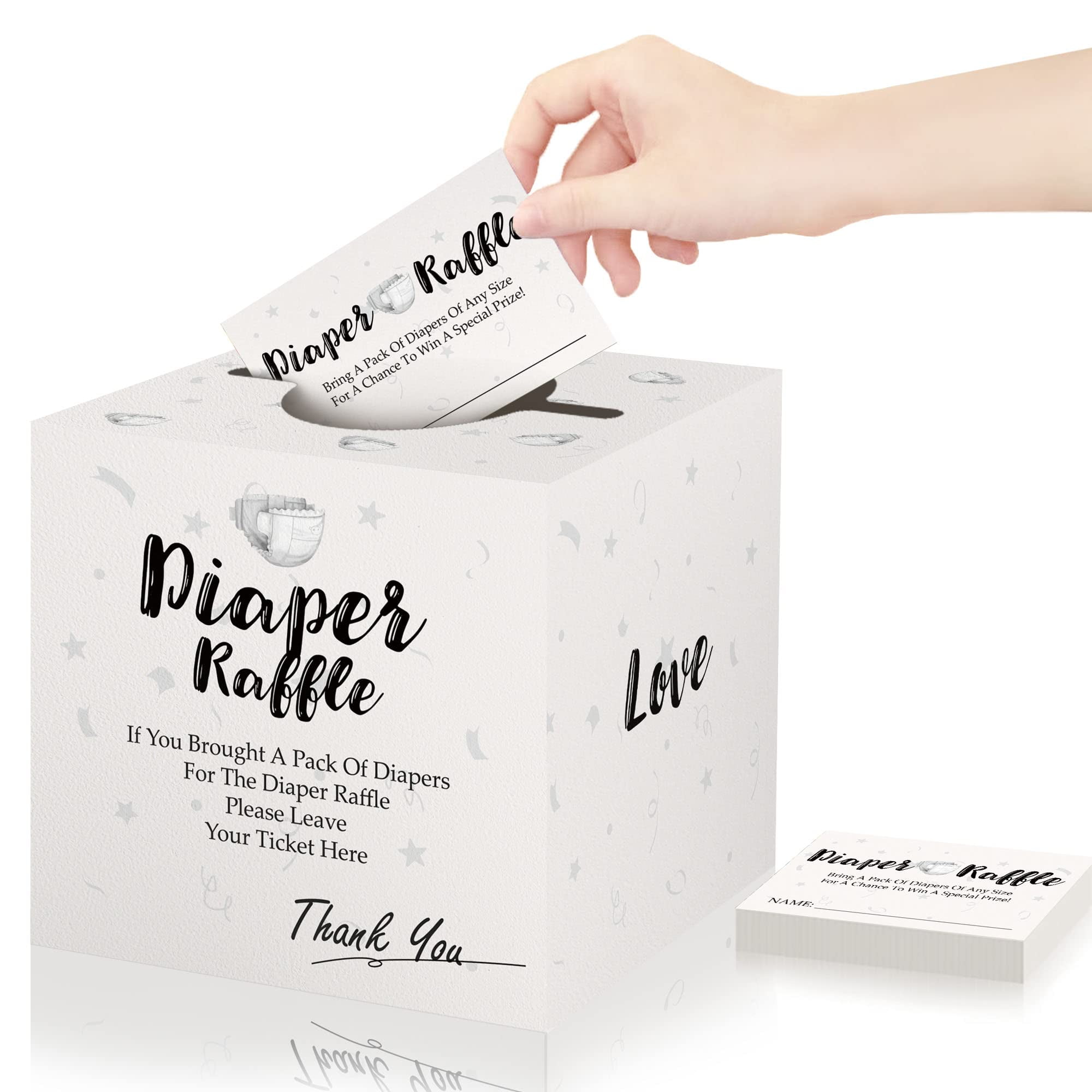Azbuk 50 Pcs Diaper Raffle Cards with Diaper Raffle Box, Diaper Theme ...