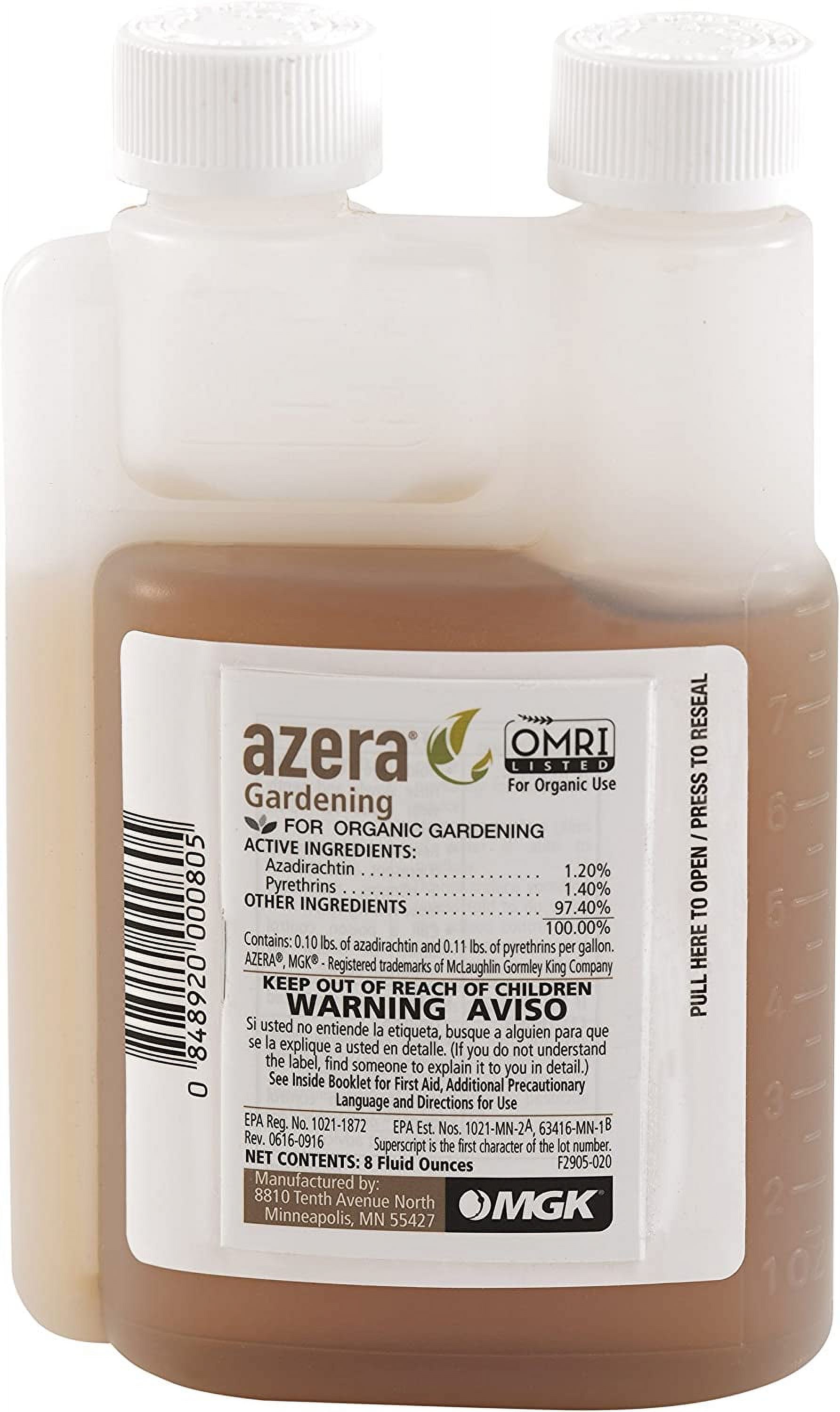 Azera Gardening 8 oz, Botanical Dual Action Azadirachtin/Pyrethrin Fast ...