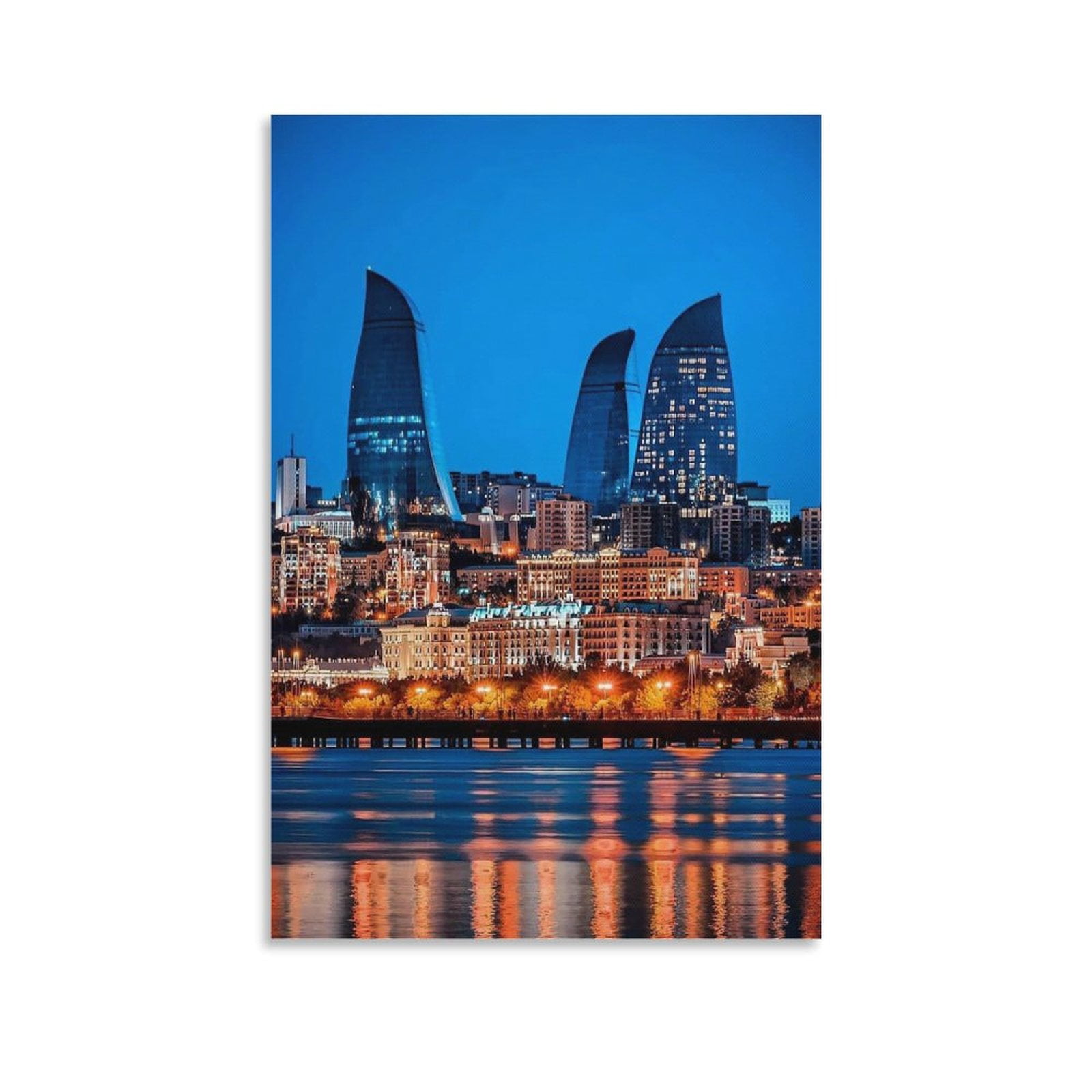 Azerbaijan Baku Flame Towers Poster Cool Artworks Painting Wall Art ...
