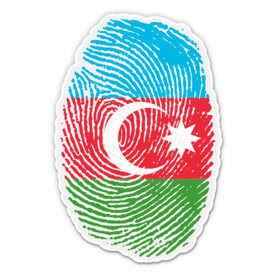 Azerbajan Flag Fingerprint - 12" Vinyl Sticker Waterproof Decal ...