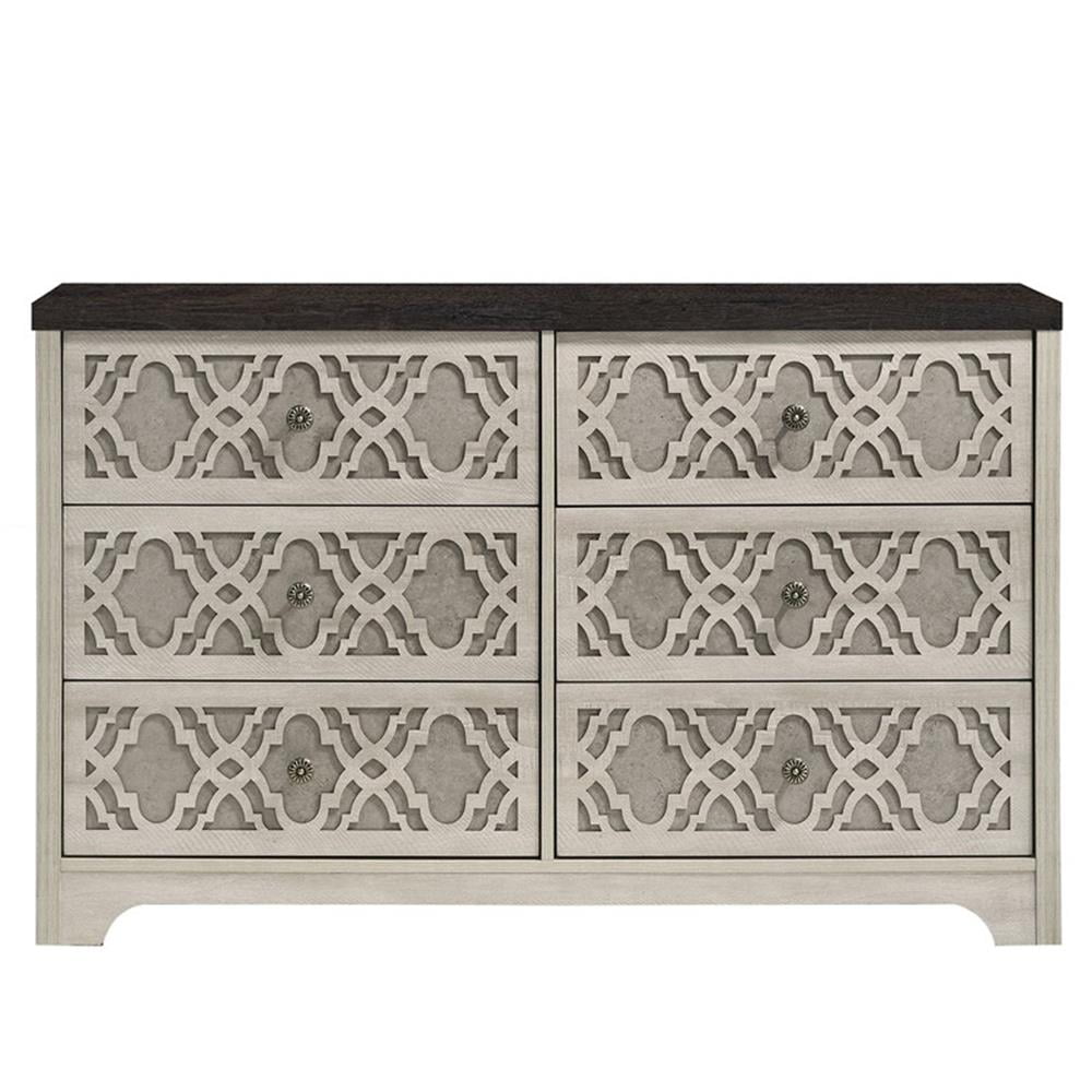 Azienda 6-Drawer Dusty Grey Oak with Knotty Oak Top Dresser - Walmart.com