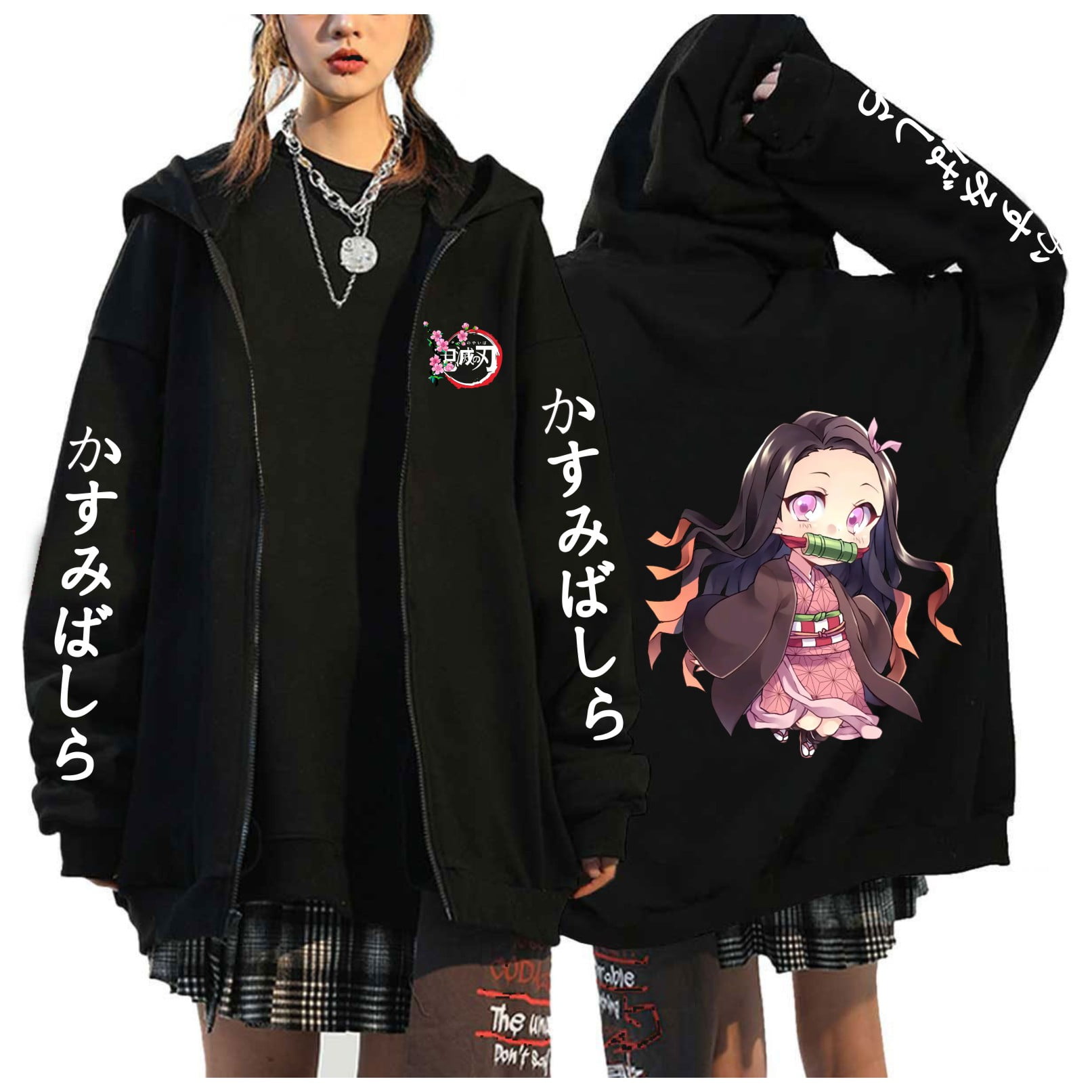 Azikbd Anime Kamado Nezuko Zip-up Hoodie Kamado Tanjirou Agatsuma ...