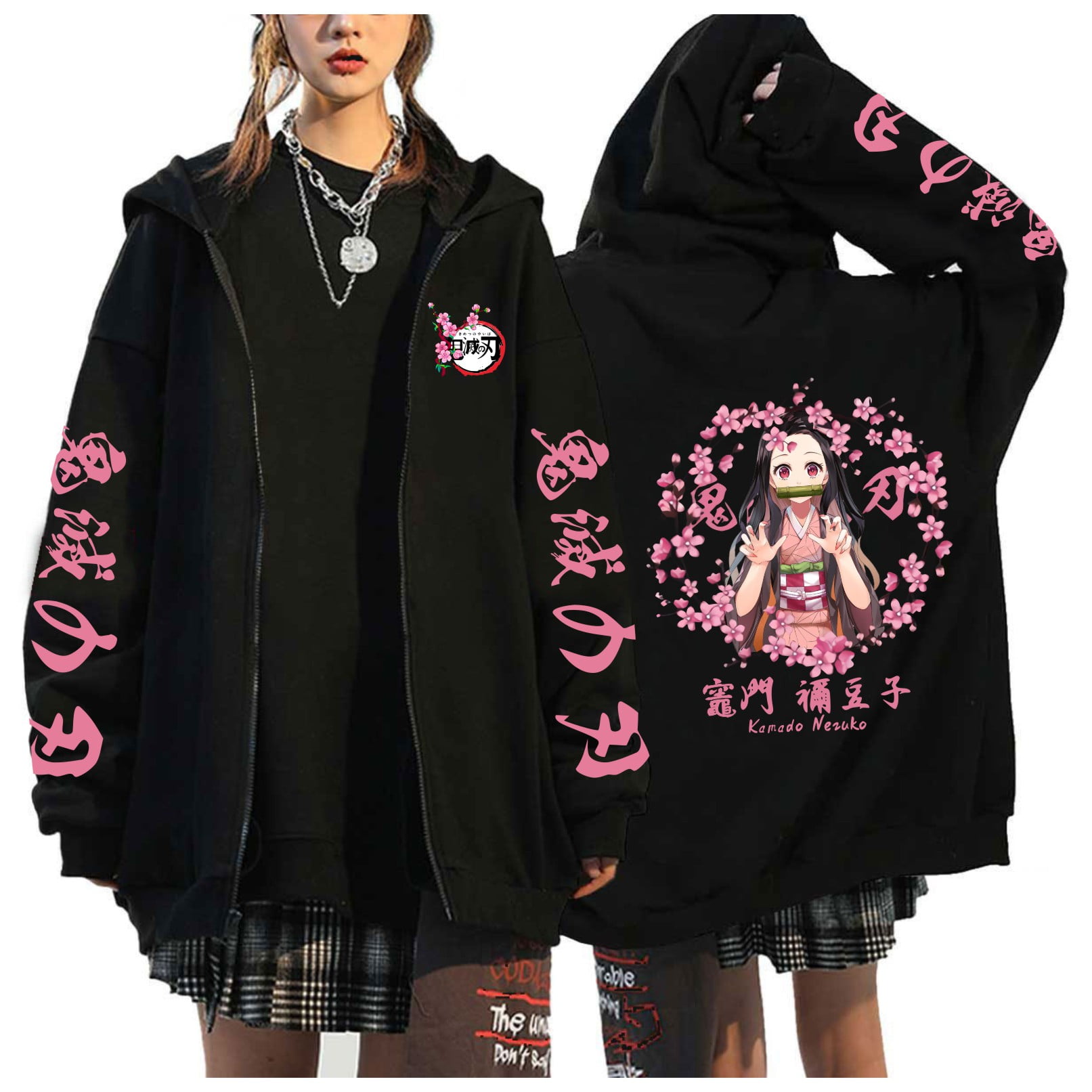 Azikbd Anime Kamado Nezuko Zip-up Hoodie Kamado Tanjirou Agatsuma ...