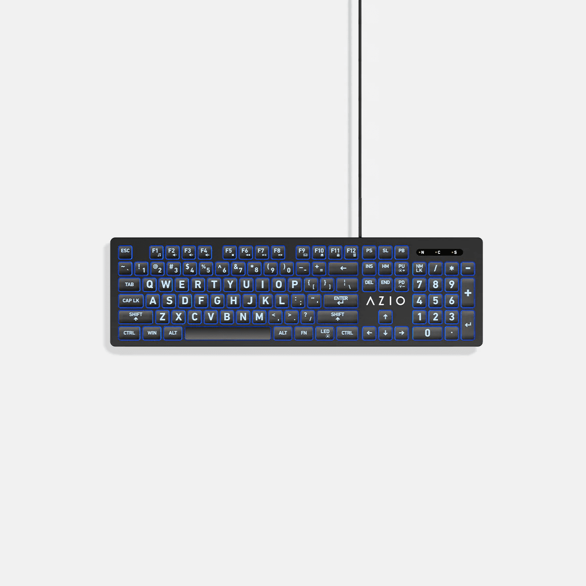 Azio New Vision Backlit USB Keyboard with Large Print keys 3 ...