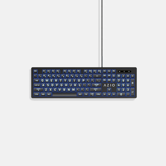 Azio New Vision Backlit USB Keyboard with Large Print keys 3 ...