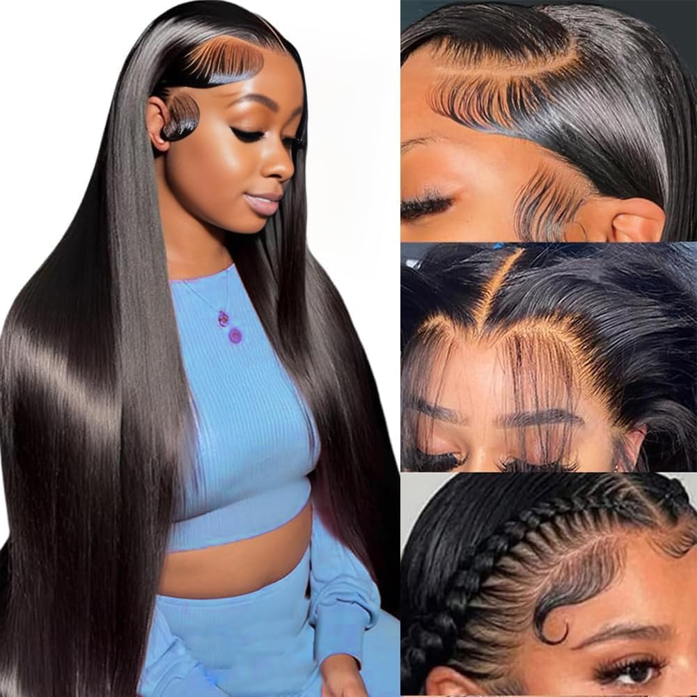 Azkiu 30Inch Straight Lace Front Wigs Human Hair 13x4 HD Transparent ...