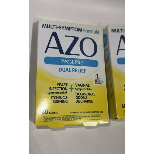 Azo Yeast Plus Dual Relief, Yeast Infection + Vaginal Symptom Relief, 60ct - Walmart.com