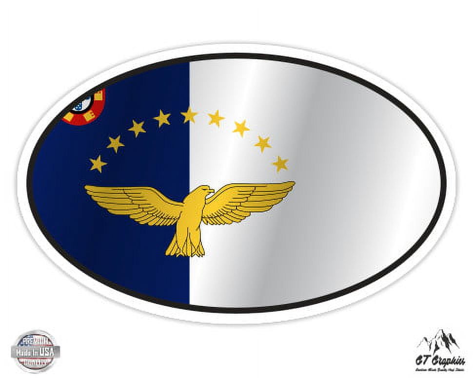 Azores Flag Oval - 7" Vinyl Sticker - For Car Laptop I-Pad - Waterproof ...