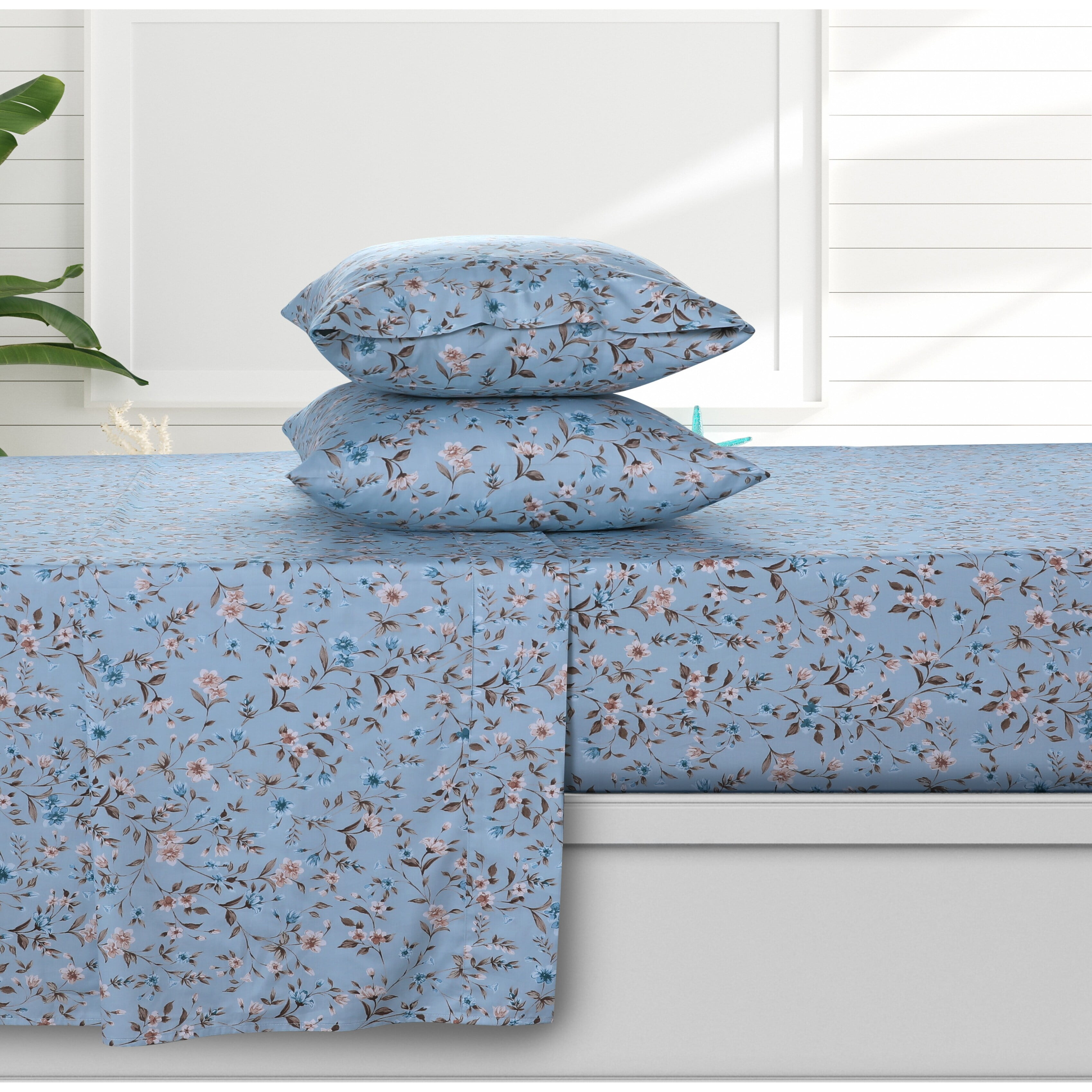 Azores Home Organic Cotton Sateen 300 Thread Count Deep Pocket Sheet ...