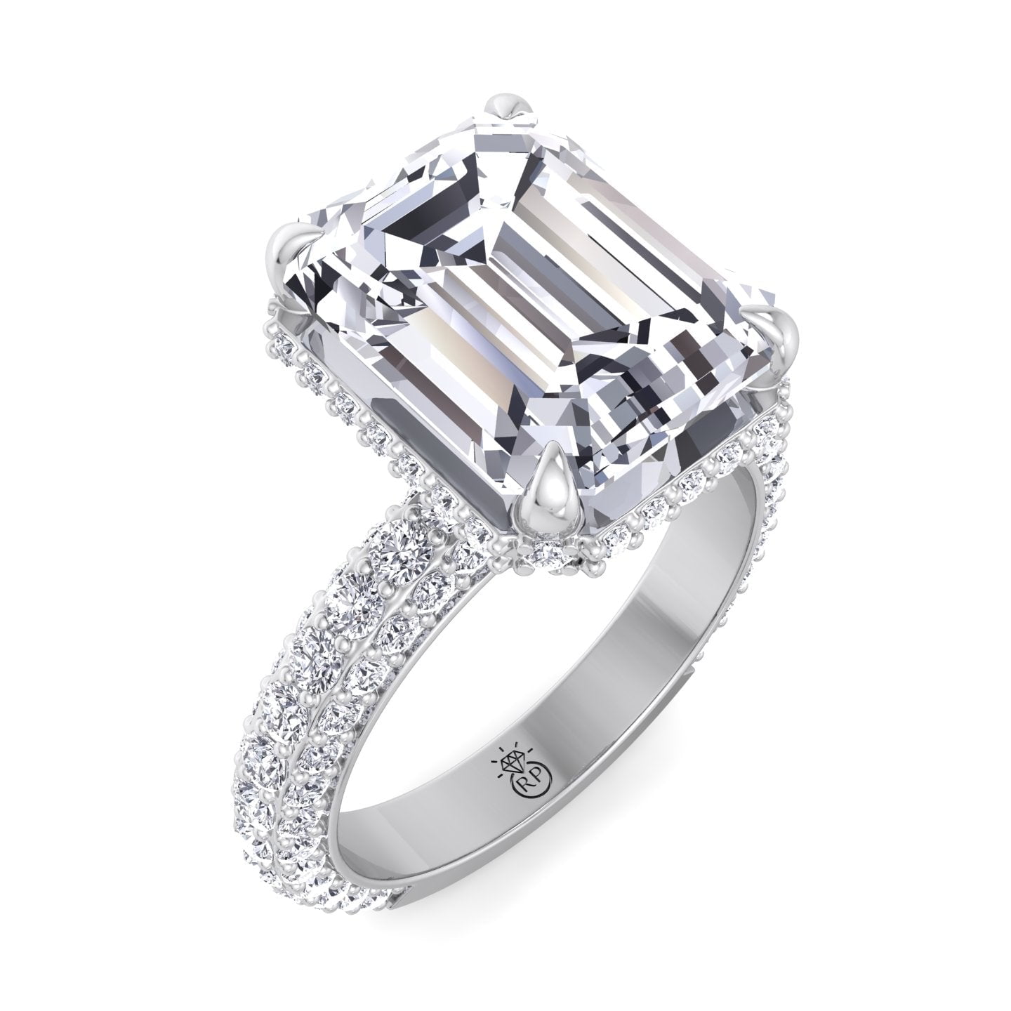 Azores - Moissanite Emerald Cut Lab Diamond Engagement Ring with ...