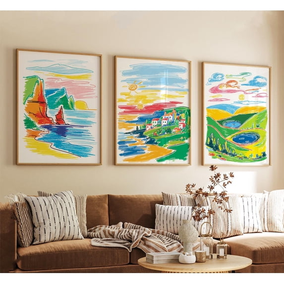 Azores Portugal Poster Colorful Line Wall Art Coastal Landscape Prints ...